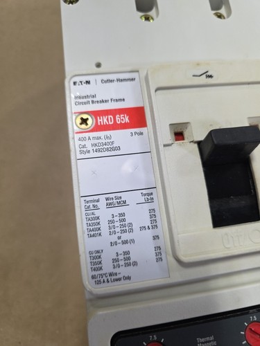 Eaton HKD3400F 400A 3P HKD 65k 300A Trip Industrial Circuit Breaker ...