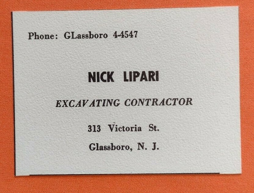 1953 Nick Lipari Excavating Contractor Advertisement Glassboro, New ...