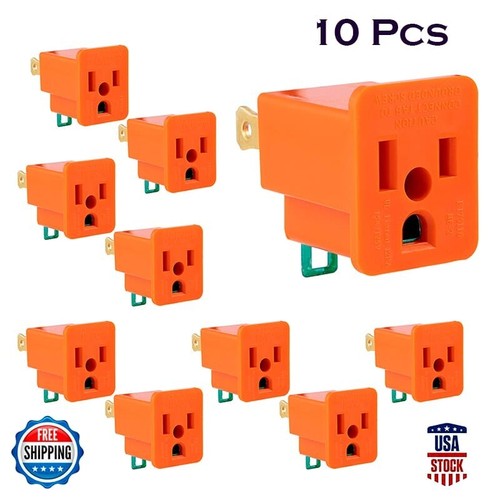 Two Prong to Three Prong Adapter AC Wall Outlets Grounding Tap Plug ...
