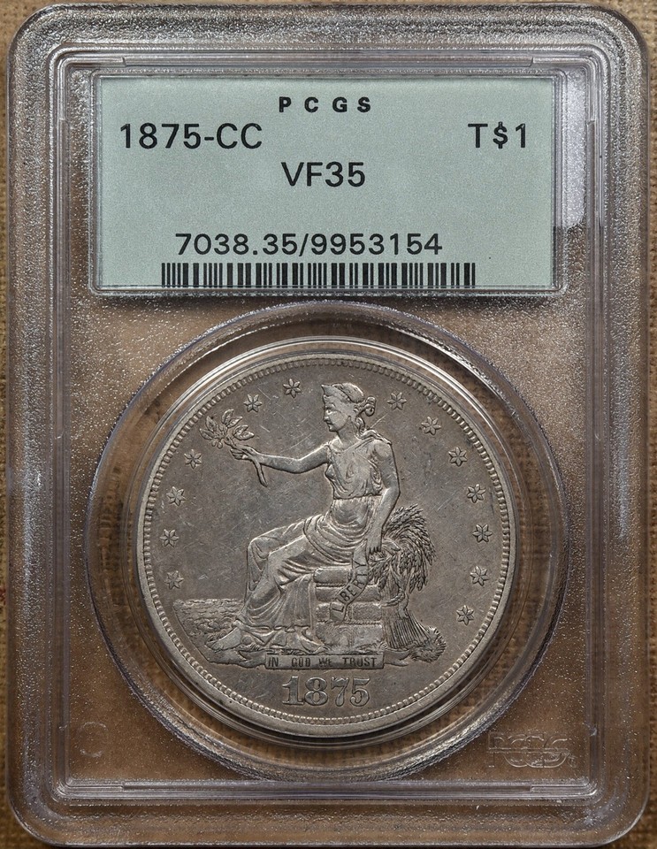1875-CC Tough date Trade dollar, PCGS VF35 OGH super pleasing ...