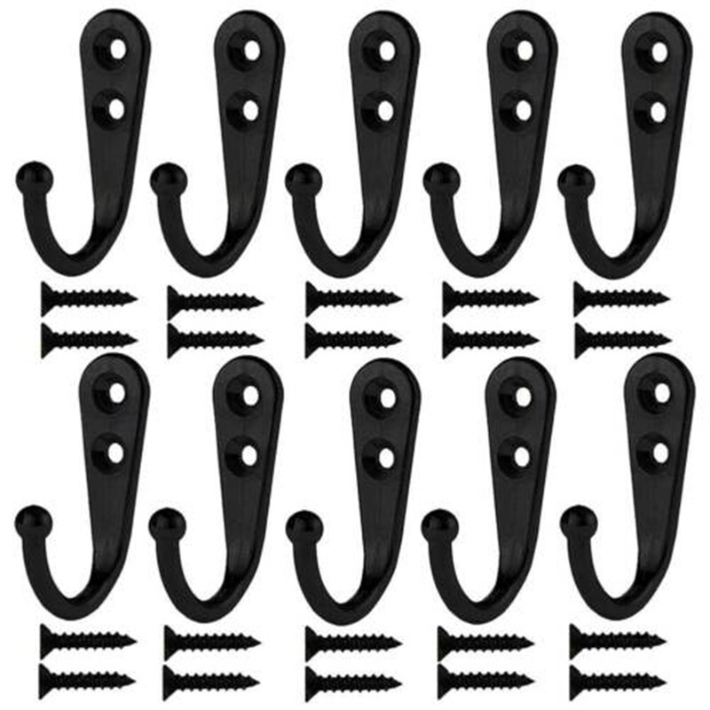Stylish and 10pcs Small Black Hooks for Coat Hangers Zinc Alloy ...