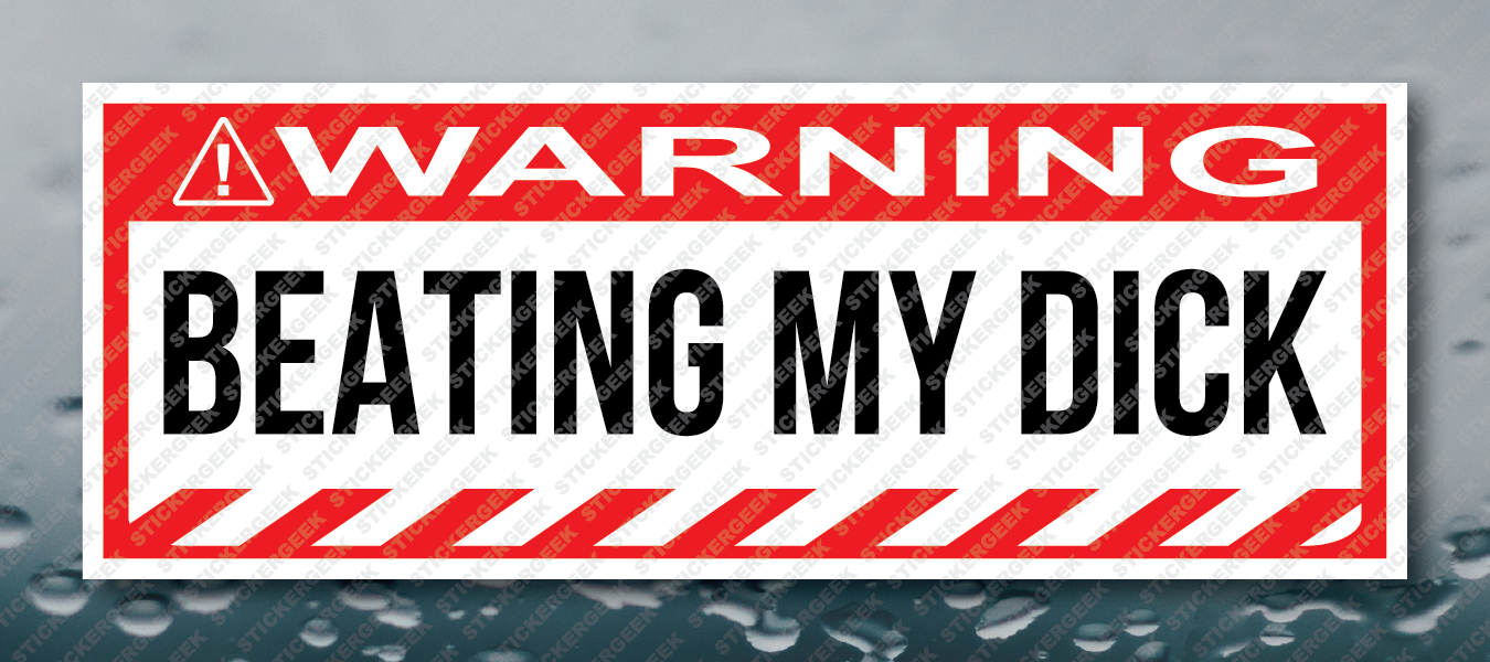 Warning Bumper Sticker Beating My D*ck Funny Prank Joke Toolbox Window ...