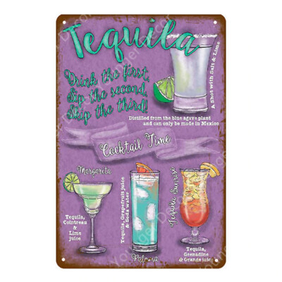 "Tequila" metal sign. NEW 30cm x 20cm . Cocktail time. Great sign for ...