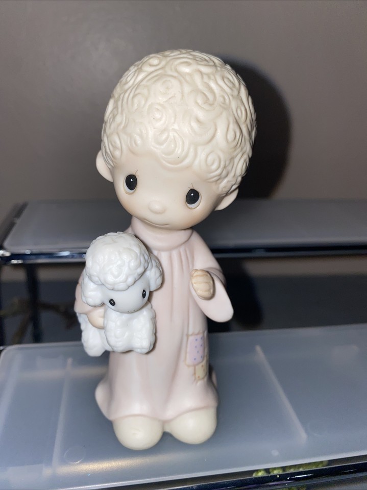 PRECIOUS MOMENTS NATIVITY E-2800 SHEPHERD with SHEEP COME LET US ADORE ...