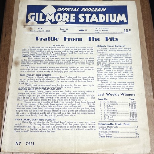1947 Gilmore Stadium CA Midget Auto Race Program | eBay