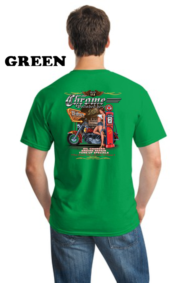 Biker Roadhouse Classic American Motorcycle Chopper Sexy Girl Mens T ...