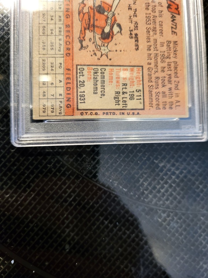 1958 Topps #150 Mickey Mantle PSA 5 SHARP | eBay