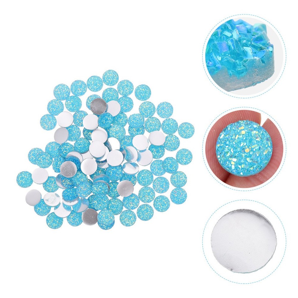 100Pcs Resin Stickers DIY Resin Round Shape Stickers Decorative Decals ...