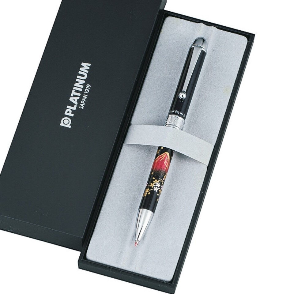 Platinum Japanese Maki-e Multi Ballpoint Pen Red Mt Fuji w/ Spare ...