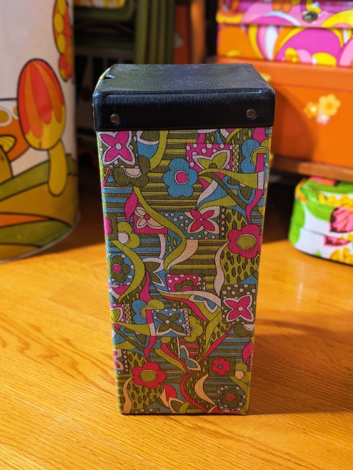 Vintage Sewing Basket Flower Power Groovy Psychedelic VTG MCM Retro ...