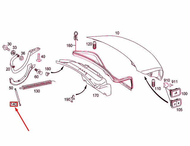 Mercedes-Benz S W221 Rear Lid Spring Damper A2217500236 OEM for sale ...