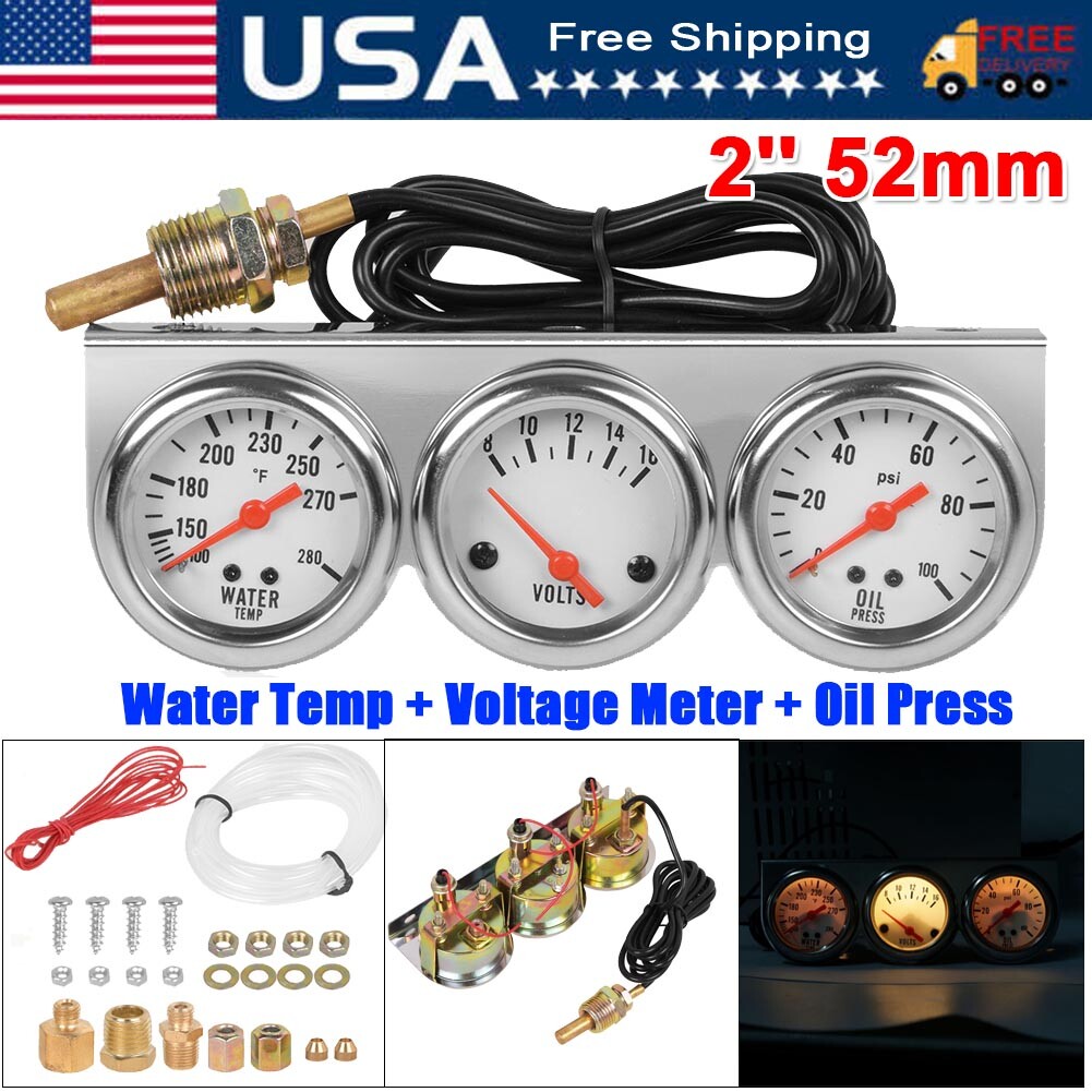 3 In 1 Dashboard Gauge Set For Vehicles WATERWICH 3-in-1 Triple Gauge ...