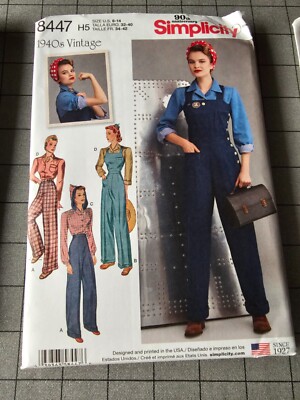 Simplicity 8447 0738 1940s Vintage Pantsuit Costume Pattern - Sizes 6 ...