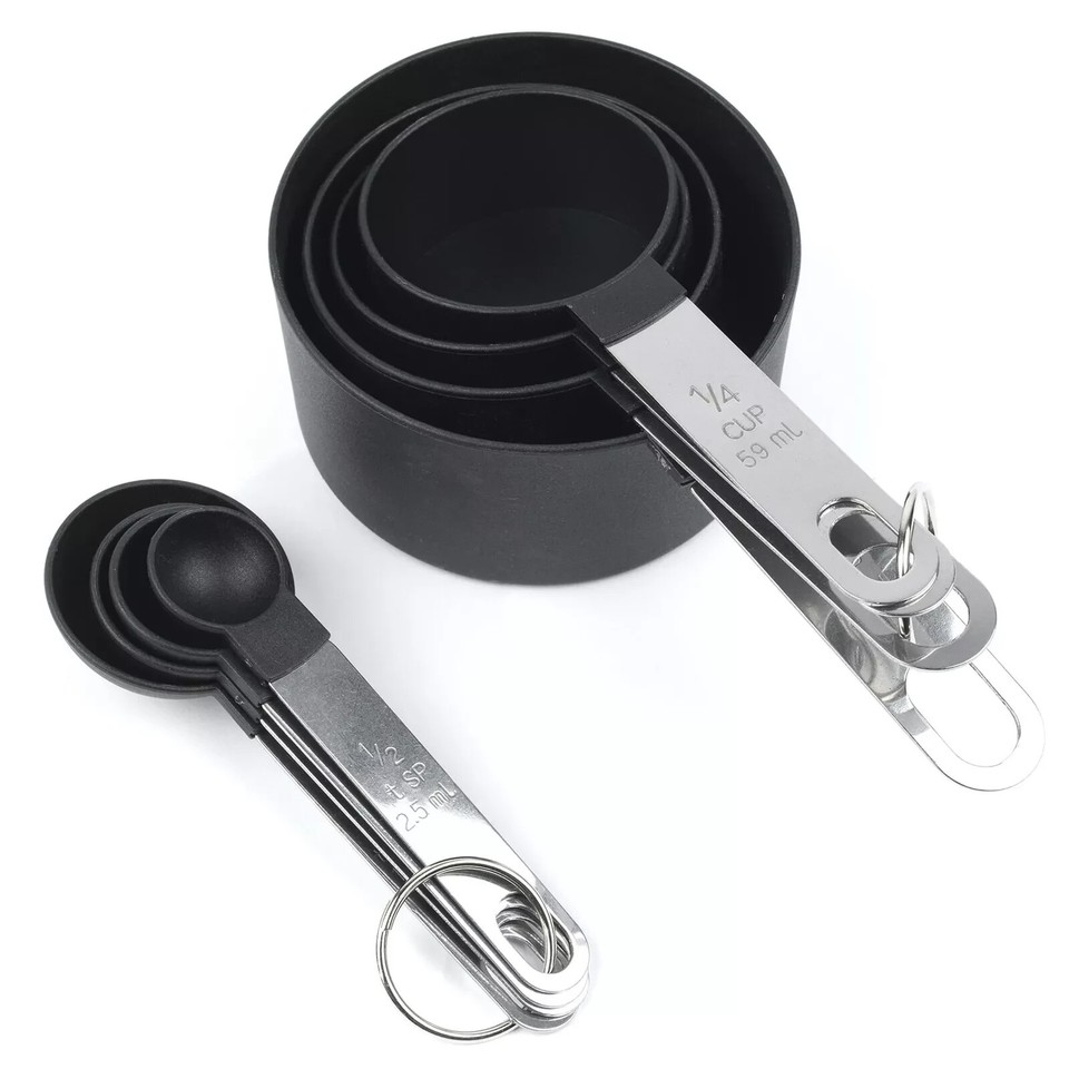 8pcs Measuring Cups and Spoons Set with Stainless Steel Handles Baking ...