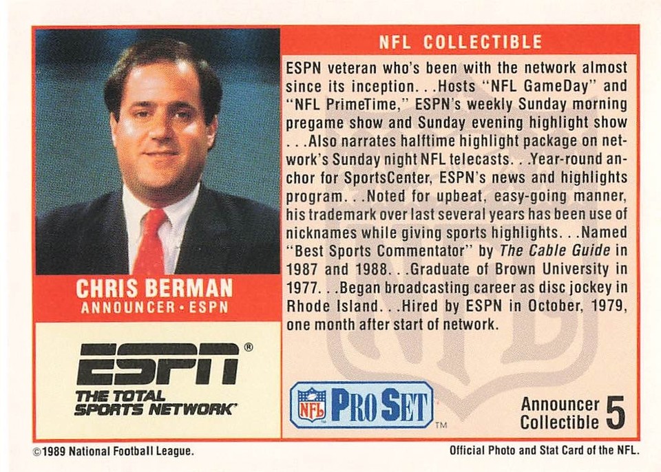 1989 Pro Set Chris Berman | eBay