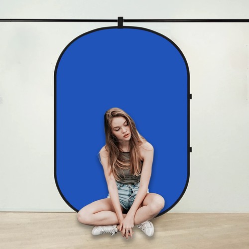 Blue Gray Screen Collapsible Backdrop 5x7/150x200cm Chroma Key Double ...