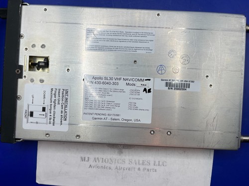 Garmin SL30 VHF NAV/COMM RADIO P/N 430-6040-303 WITH FAA FORM 8130-3 | eBay
