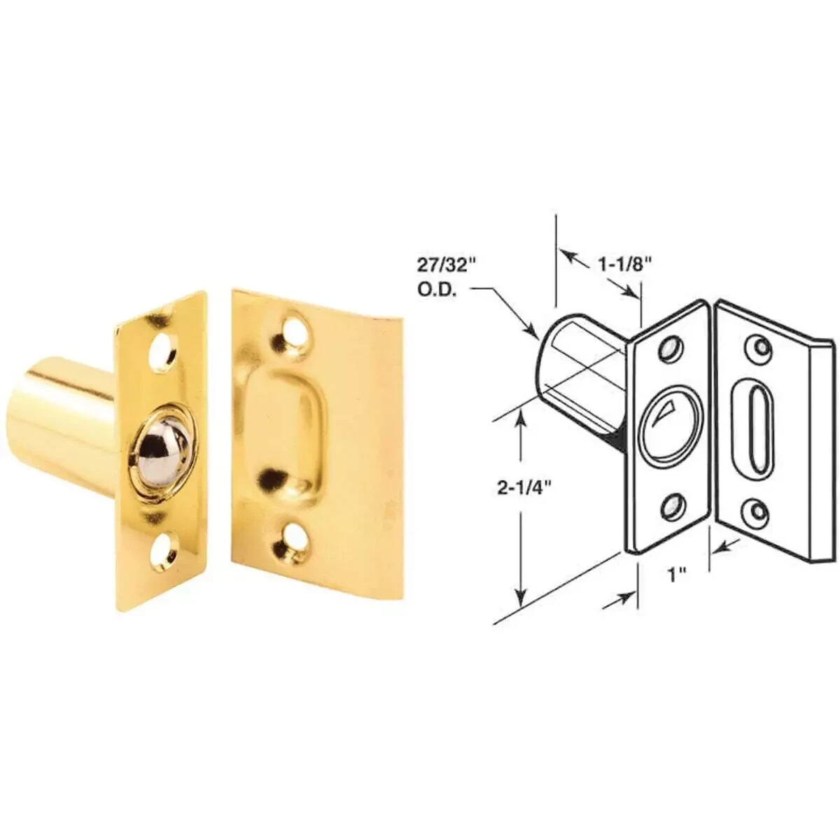 1-Prime Line U9132 Brass Plated Steel Ball Bullet Catch and Strike. New ...