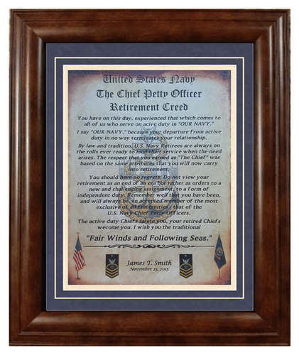 MC-BEST: NAVY Retired Chief Petty Officer CPO Creed Framed Matted ...