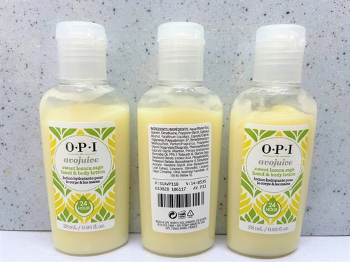 LOT 3 - OPI Avojuice SWEET LEMON SAGE Skin Hand Mini Lotion 28 mL 0.95 ...