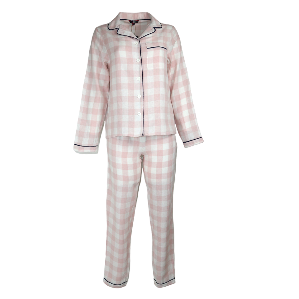 Ladies Nightwear Pyjamas Sets 100% Cotton flannel Check brushed Comfort ...