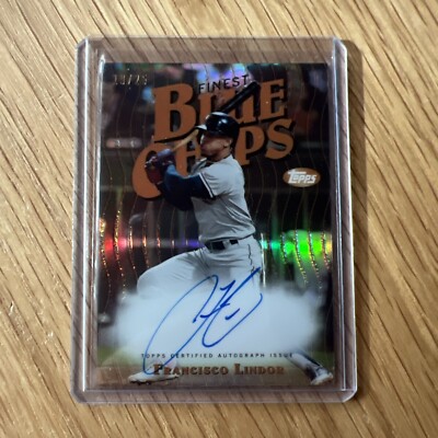 2019 Topps Finest FBCA-FL Francisco Lindor Blue Chips Auto Orange ...