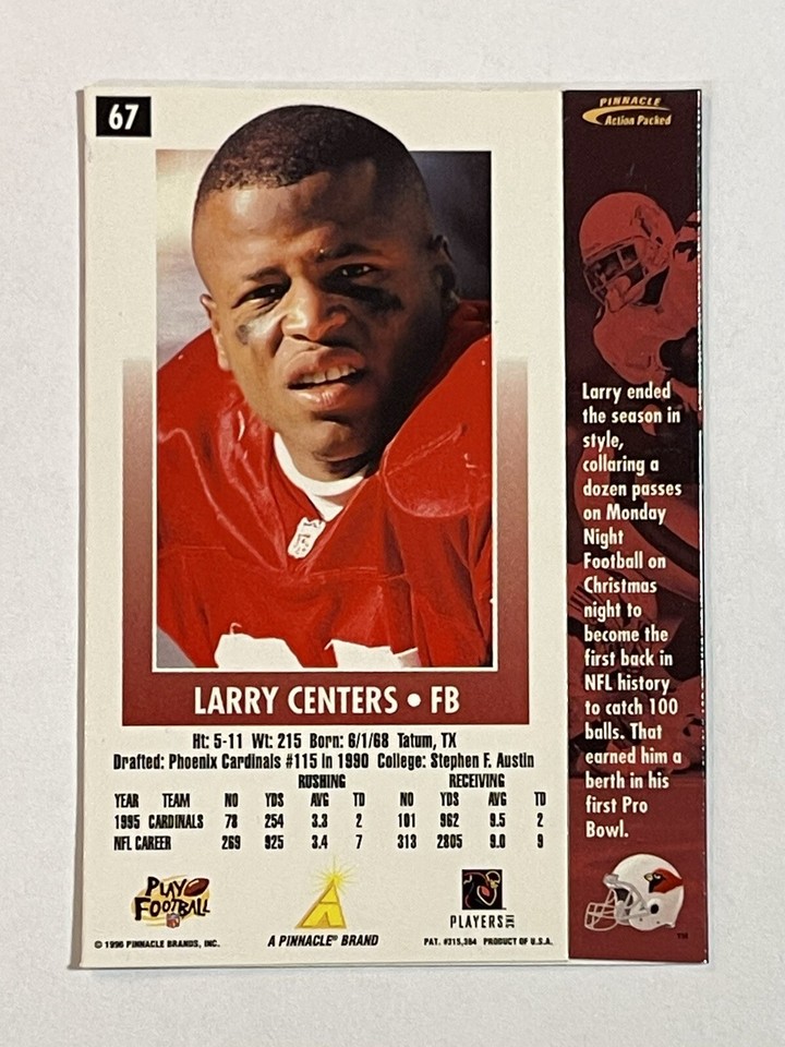 1996 Action Packed Football Card #67 Larry Centers Arizona Cardinals | eBay