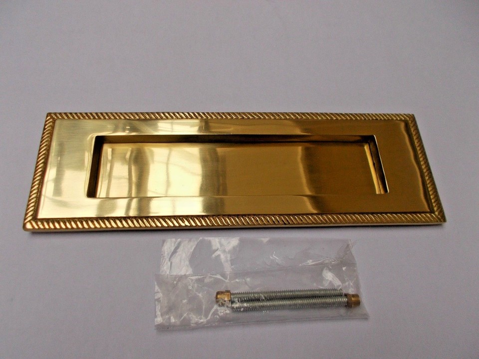 POLISHED BRASS -Front door Internal External letter box postal plate ...