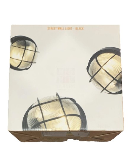 Britalia Black & Ribbed Glass Outdoor Vintage Round Flush Bulkhead Wall ...