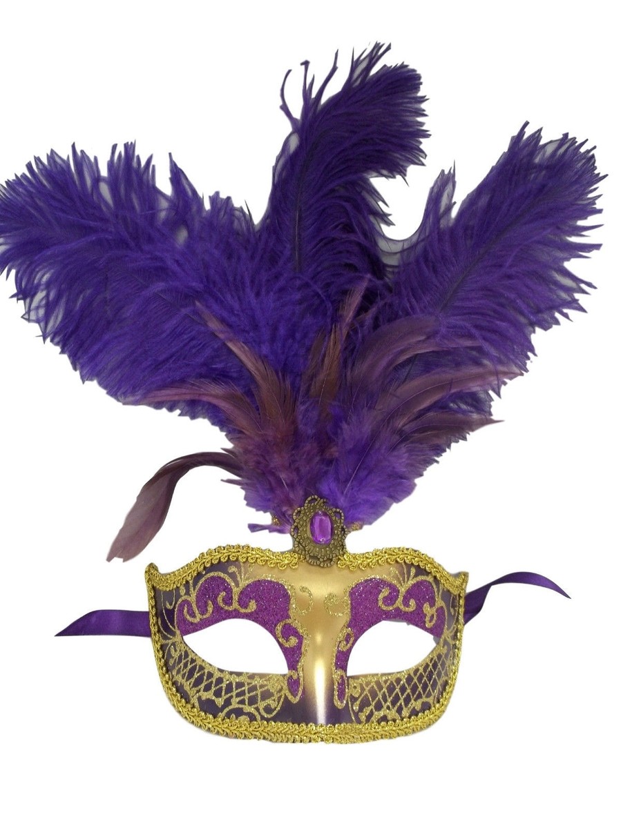 Purple And Gold Masquerade Masks Carnevale Venetian Jester Mask