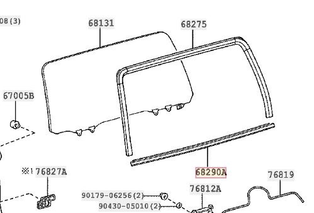 Toyota Genuine OEM Back Door Glass Outer Weatherstrip 68292-35041 ...