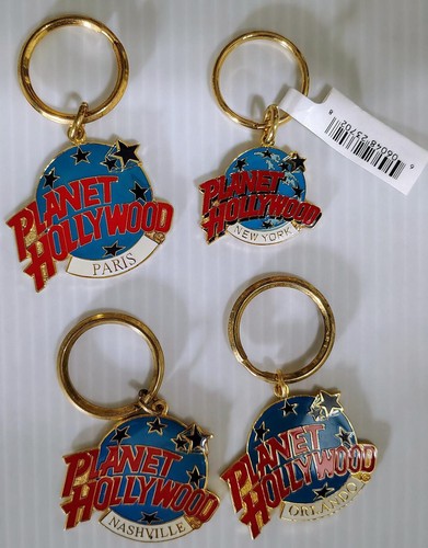 LOT of 4 Planet Hollywood Metal Gold tone Key Chains-Orlando,Nashville ...