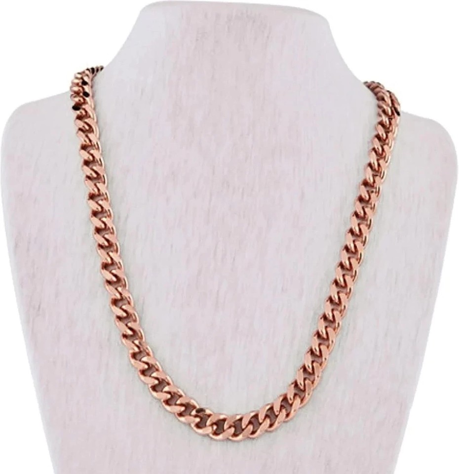 1 Pure Copper Cuban Link Necklace Heavy Solid Statement Jewelry Chain ...