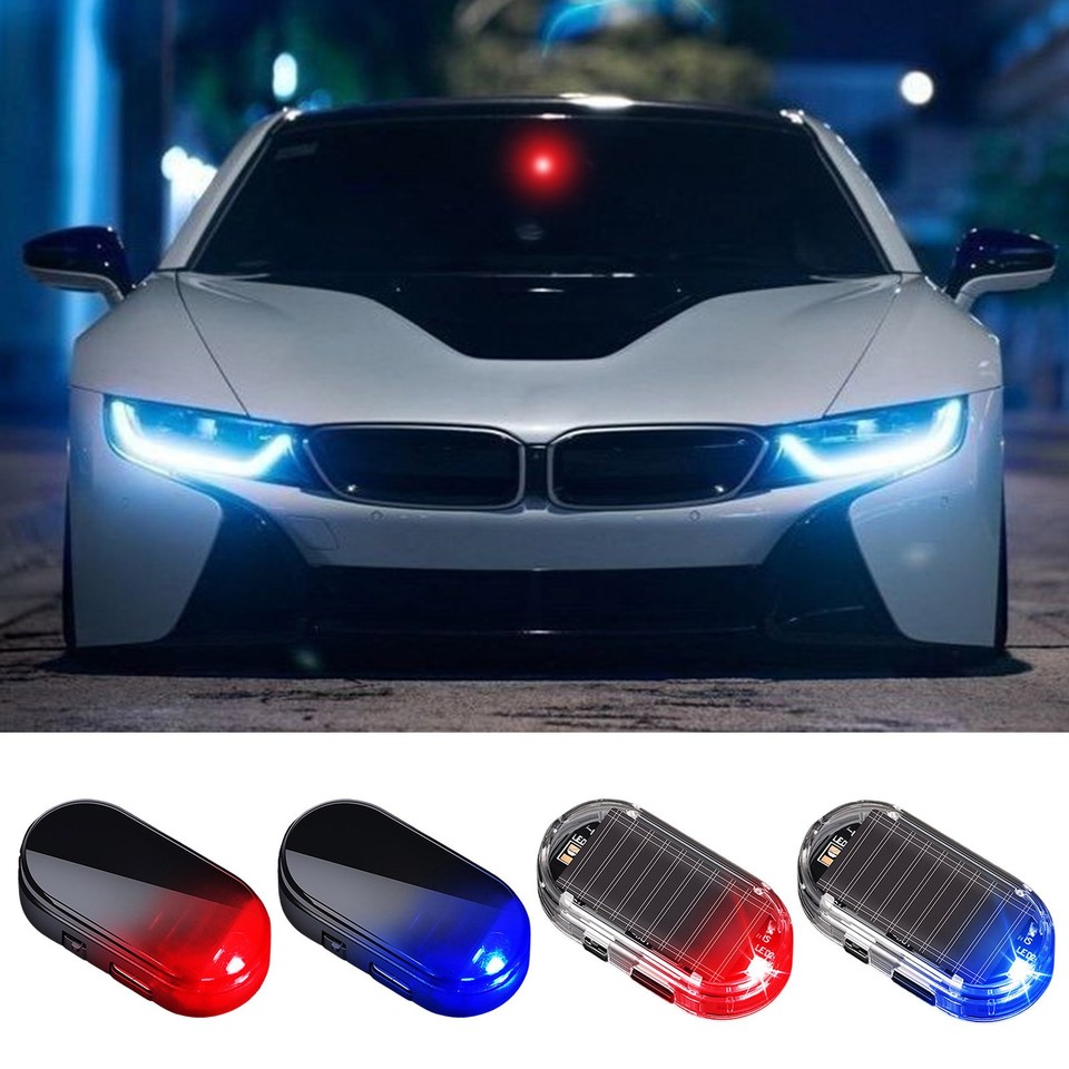 2× Car Alarm Warning Solar Flash LED Light Fake Security System Anti ...