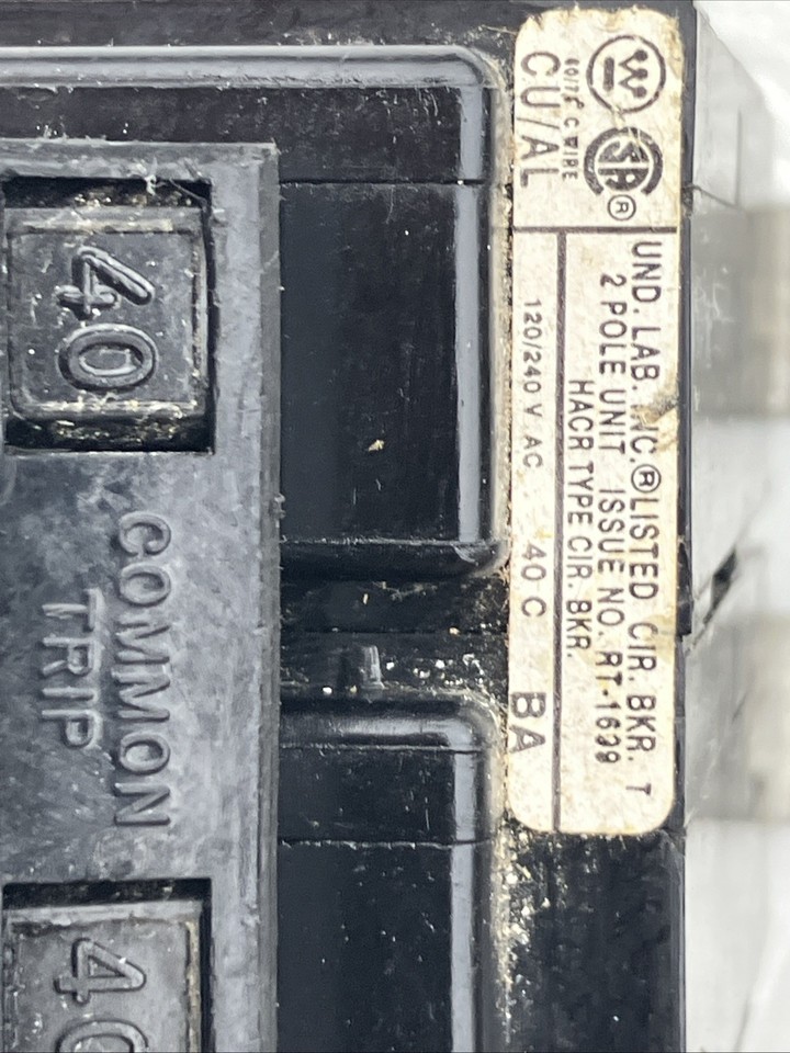 Westinghouse (Eaton) BAB2040 2 pole 40 amp bolt on 120/240v Circuit ...