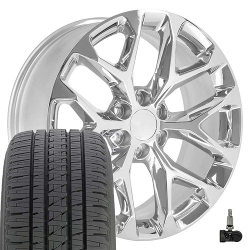 22" Chrome Ck156 Wheels Bridgestone Tires TPMS SET Fit Silverado Tahoe ...