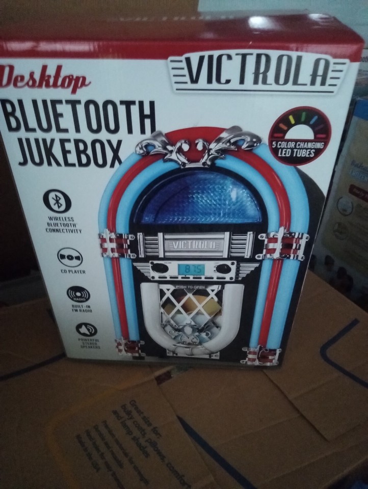 Victrola VJB-127 Retro Countertop Jukebox Player and Bluetooth AM/FM ...