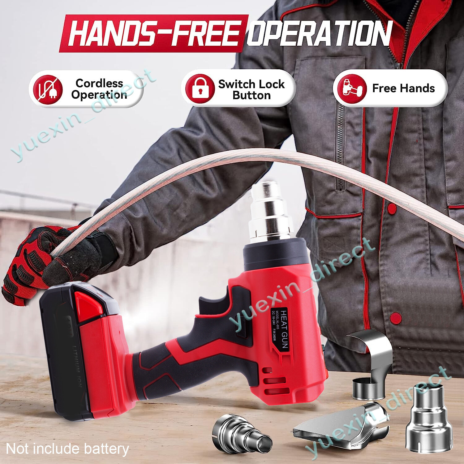 For Milwaukee 18V Lithium Battery Heat Gun Wireless Heat Gun Include 4 ...