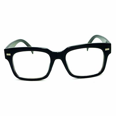 RETRO Square Nerd Geek Eyewear Fashion Unisex Frame Clear Lens Eye ...