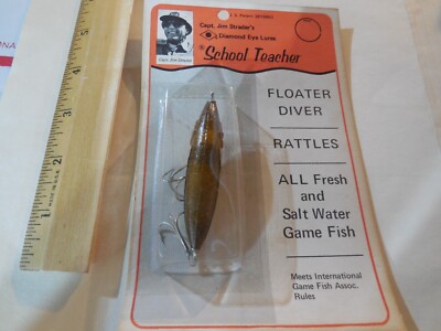 Vintage Capt Jim Strader's School Teacher Lure Plug 70s 3" 3/8 oz Tan ...