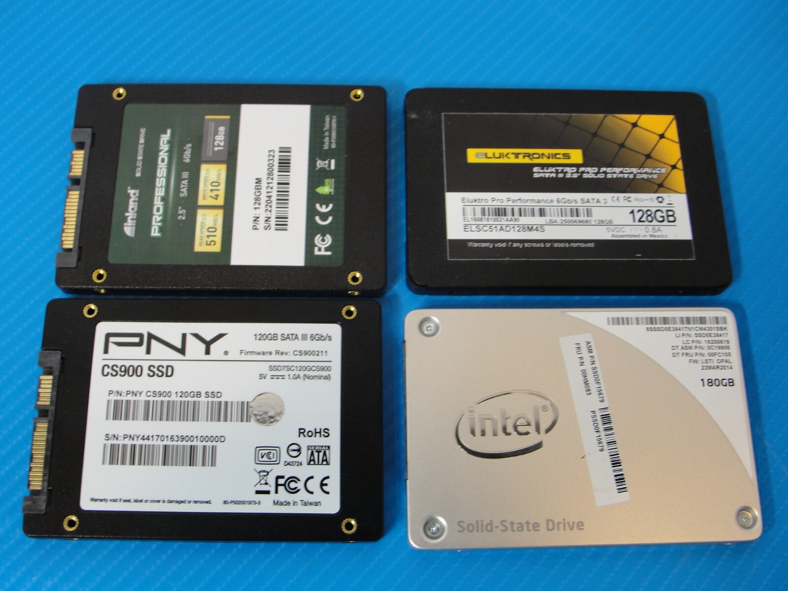 Lot of 4 2.5" Laptop 2x128GB 120GB 180GB Internal SSD Solid State Drive ...