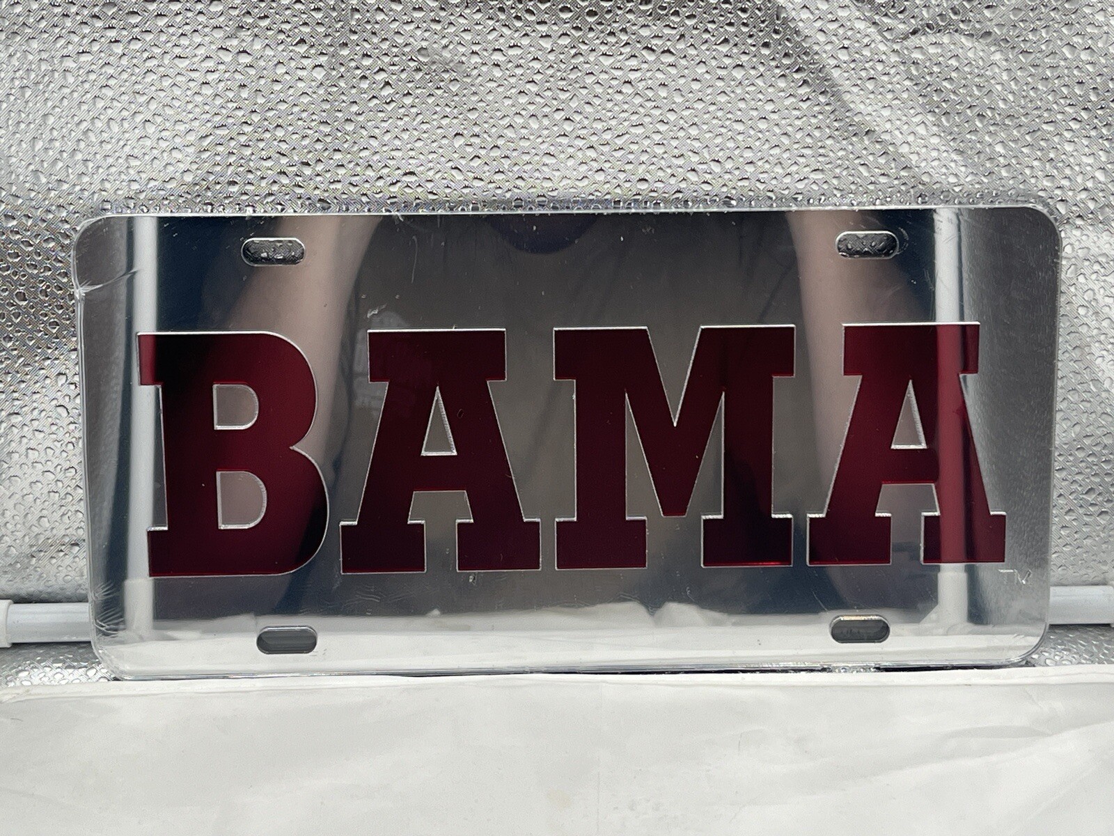 Alabama Crimson Tide NCAA Silver Mirrored Laser Cut License Plate ...