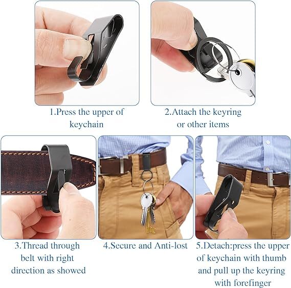 4Pcs Belt Key Clip Key Chain, Belt Security Metal Key Holder for Car ...