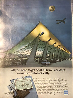 1980 American Express Card PRINT AD Dulles - Travel Accident Insurance ...