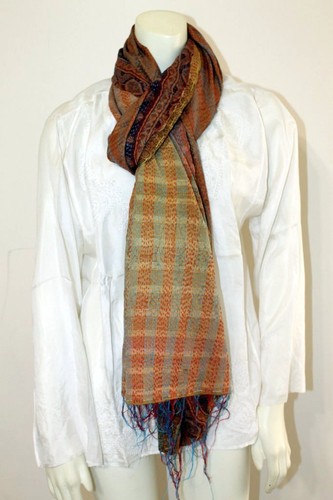 Vintage Pure Silk, SHAWL, Stole (Kantha Hand Quilting)- Many Designs ...