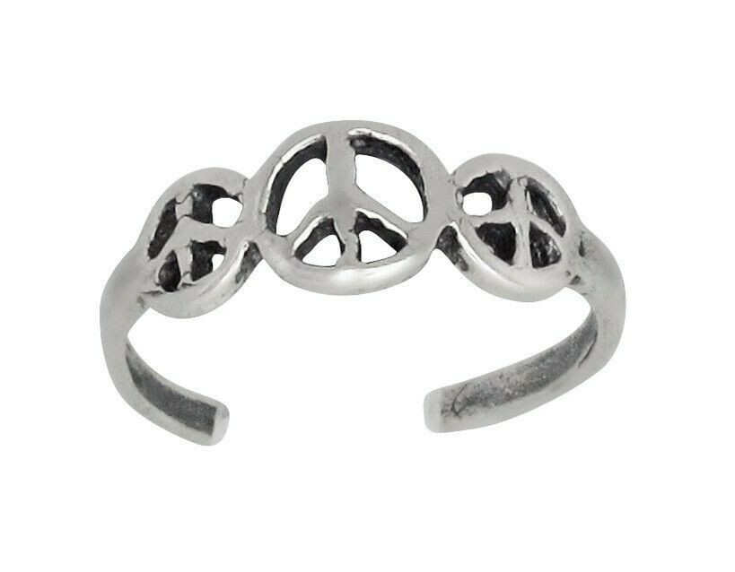 Sterling Silver .925 Triple Peace Sign Toe Ring Adjustable Size | Made ...