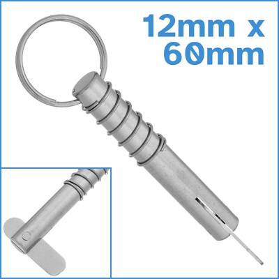 12mm x 60mm Spring Loaded Quick Release Clevis Pin 316 Stainless Steel ...