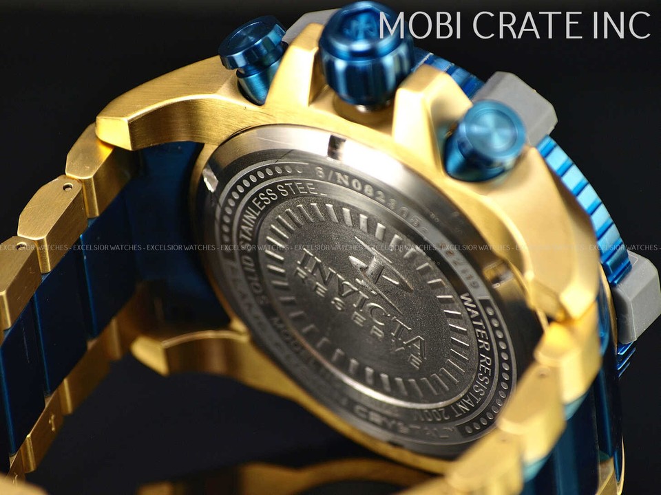 Invicta Reserve 56mm ARSENAL Swiss 8040N Chronograph Gold Blue SS Watch ...