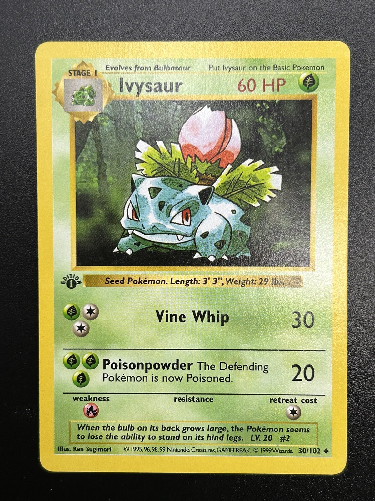 IVYSAUR Pokemon Card - WOTC - 1st Edition - Base Set - Shadowless - 30/ ...