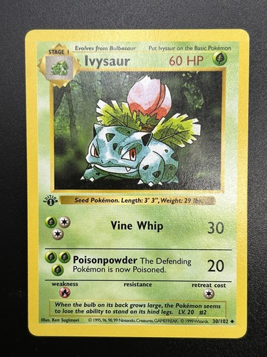 IVYSAUR Pokemon Card - WOTC - 1st Edition - Base Set - Shadowless - 30/ ...